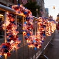 19.6ft Lighted Patriotic Garland Red White and Blue Tinsel Garland with ...