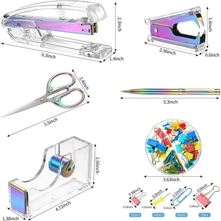Office Supplies Set Desk Accessory Kit, Acrylic Stapler Set Staple ...