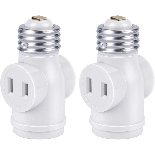 E26 2 Outlet Light Socket Adapter, UL Listed, E26 Bulb Socket to 2 ...