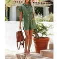 Chouyatou Women's Short Cuffed Sleeve Utility Rompers Elastic Waist ...