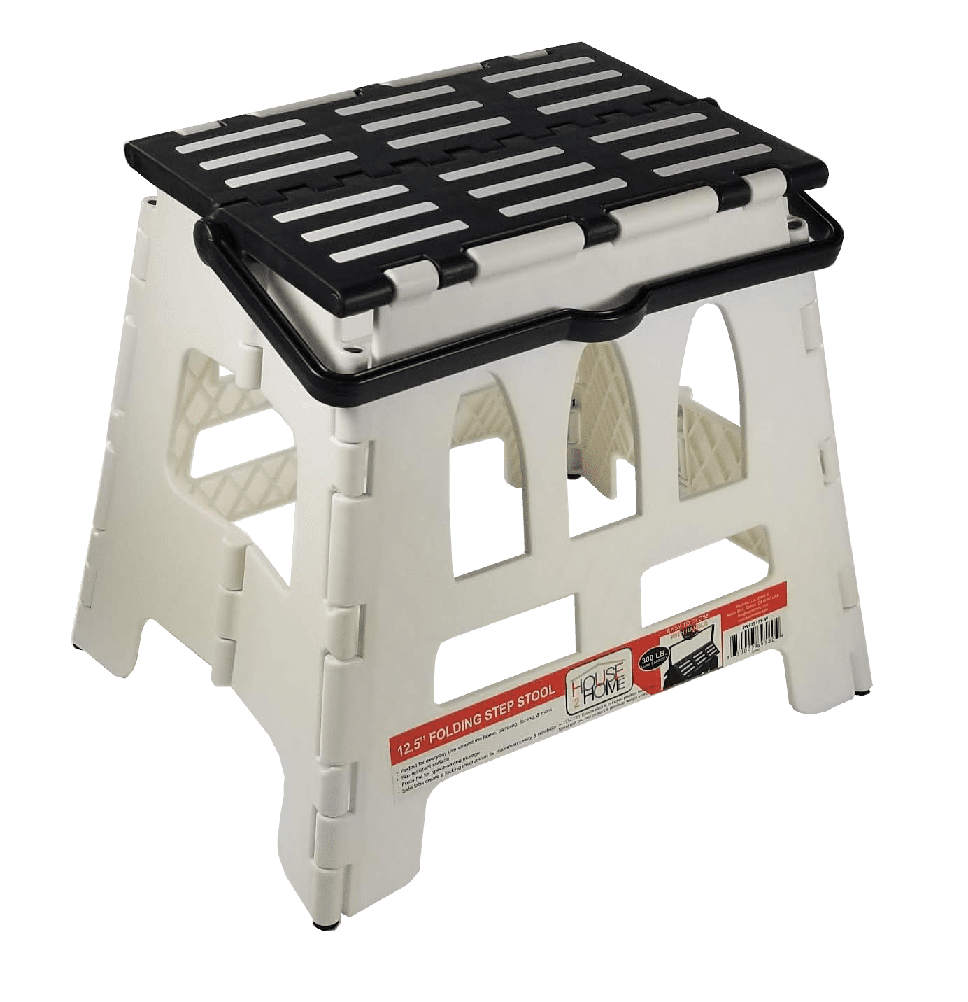 House 2 Home, 12.5" Plastic One Step Folding Step Stool - White ...