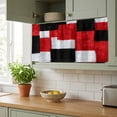 Black Red Patchwork Cabinet Curtains 35" W x 35" L, Modern Abstract Red ...