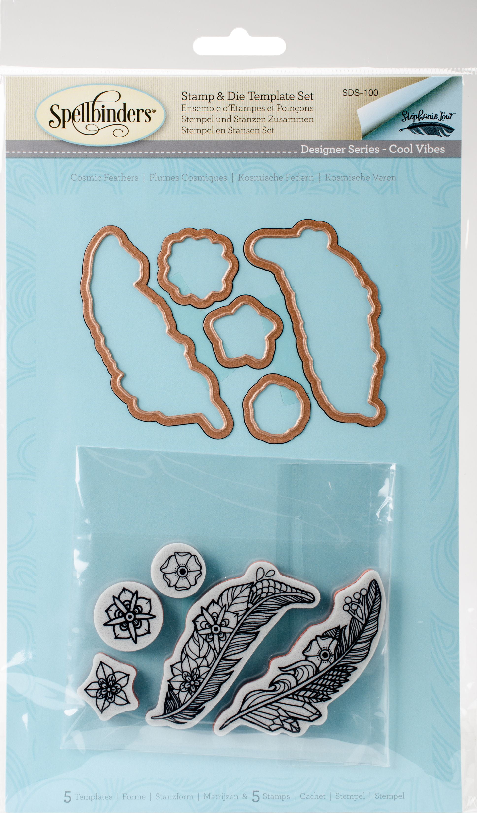 Spellbinders Stamp & Die Set By Stephanie Low-Good Vibes-Feathers ...