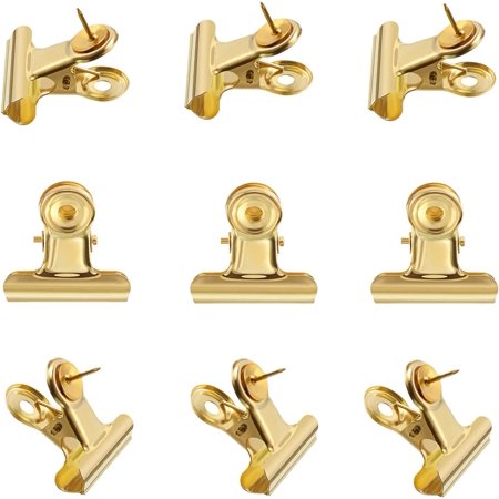 33 Pieces Metal Push Pin Clips Bulldog Clip with Pins for Bulletin Cork ...