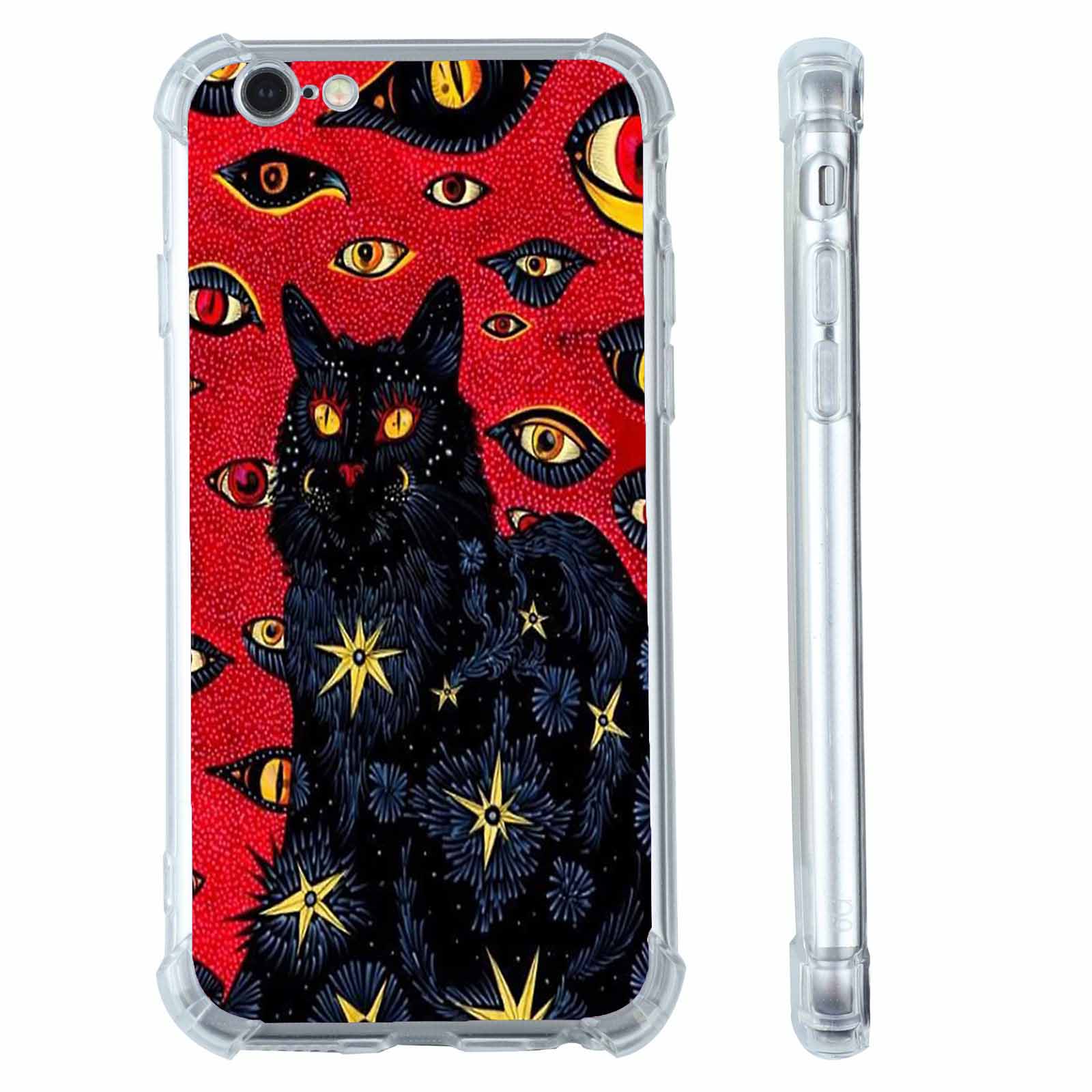Black Cat Evil Eyes Case for iPhone SE/8/7,Aesthetic Art Design Pattern ...