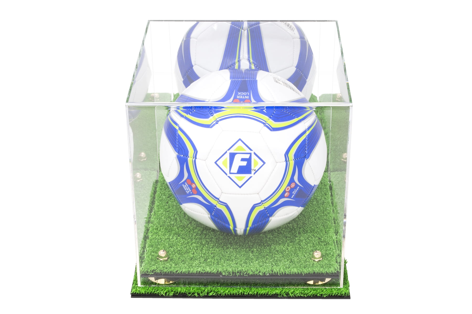 Deluxe Acrylic Soccer Ball Display Case with Gold Risers, Mirror and ...