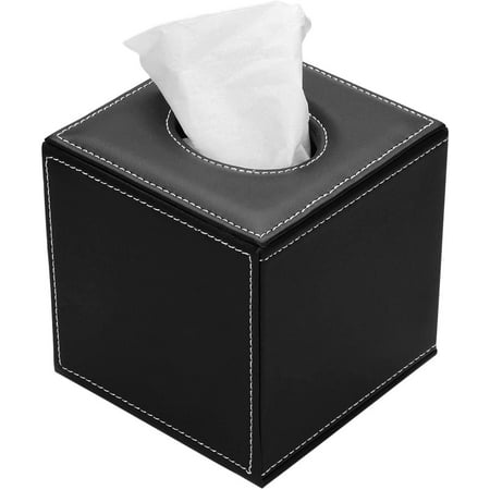 PU Leather Tissue Box, Square Tissue Dispenser, Black | Walmart Canada
