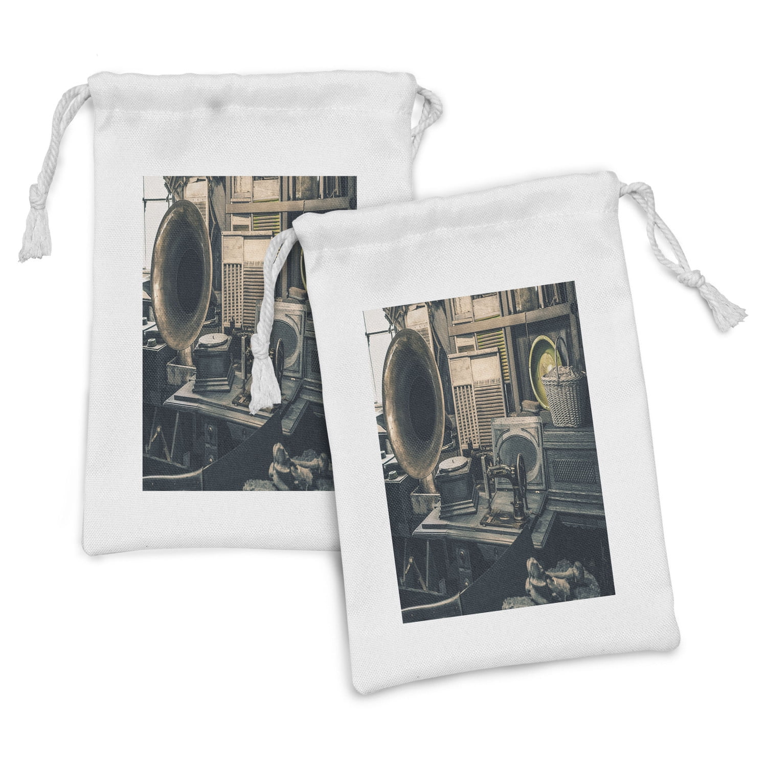 Antique Fabric Pouch Set of 2, Antique Store Inventory Old Gramophone ...