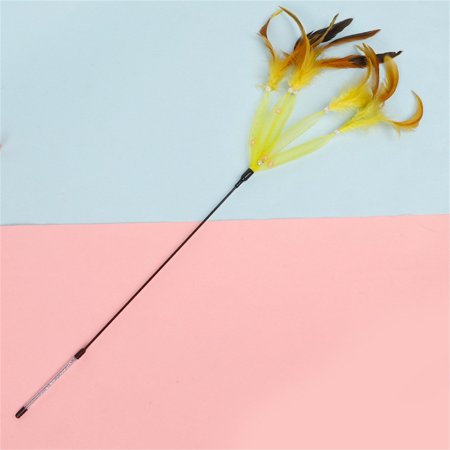 jovati Pet Claw Gradual Change Feather Tease Cat Stick Ring Bell Tassel ...