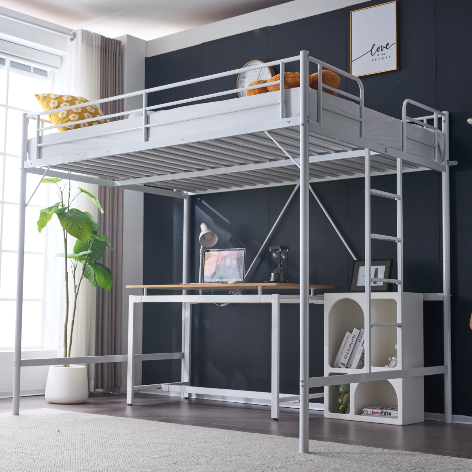 Click here for Ktaxon Loft Bed Full Size With Flat Rungs For Adul... prices