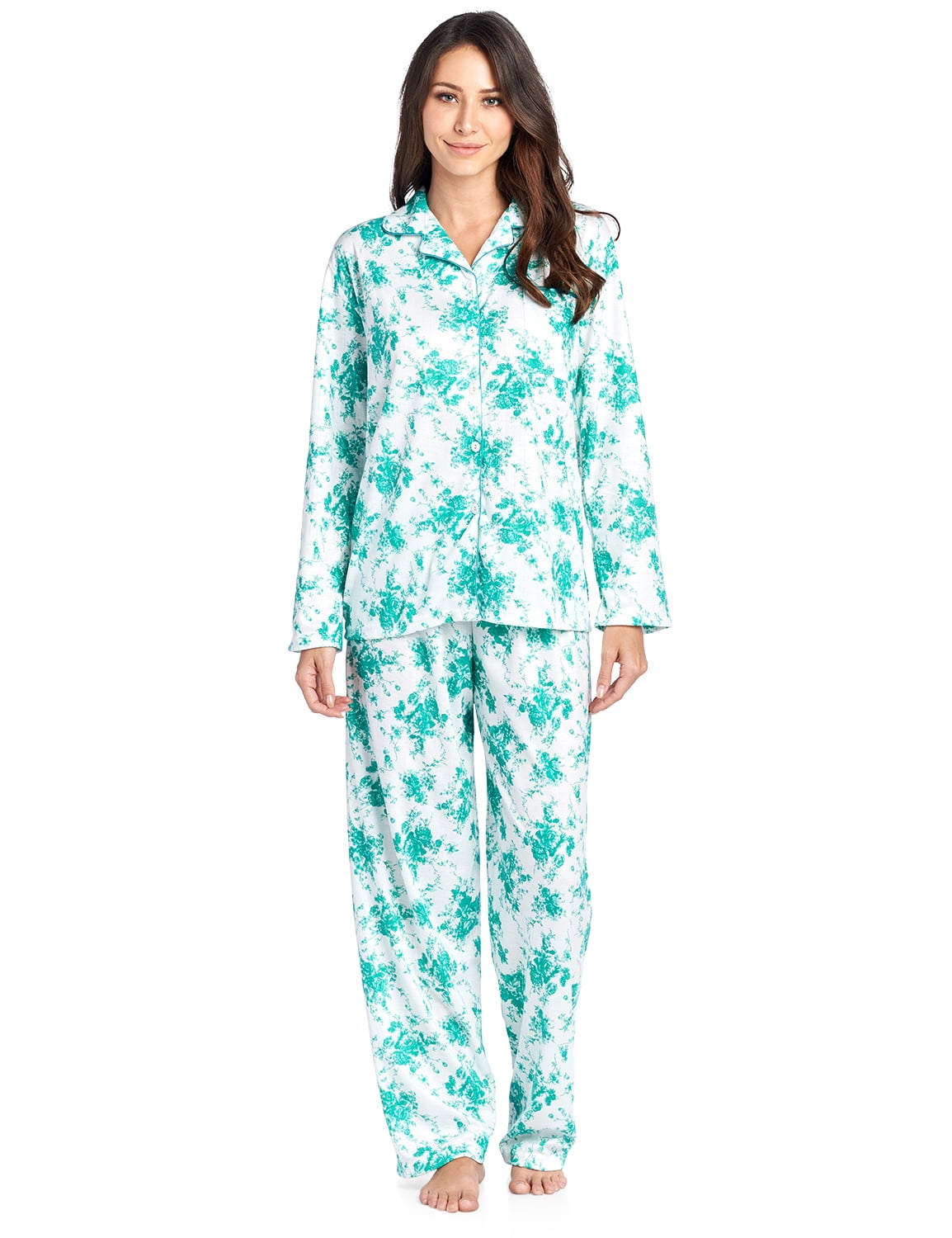 Casual Nights Women's Long Sleeve Notch Collar Floral Pajama Set ...