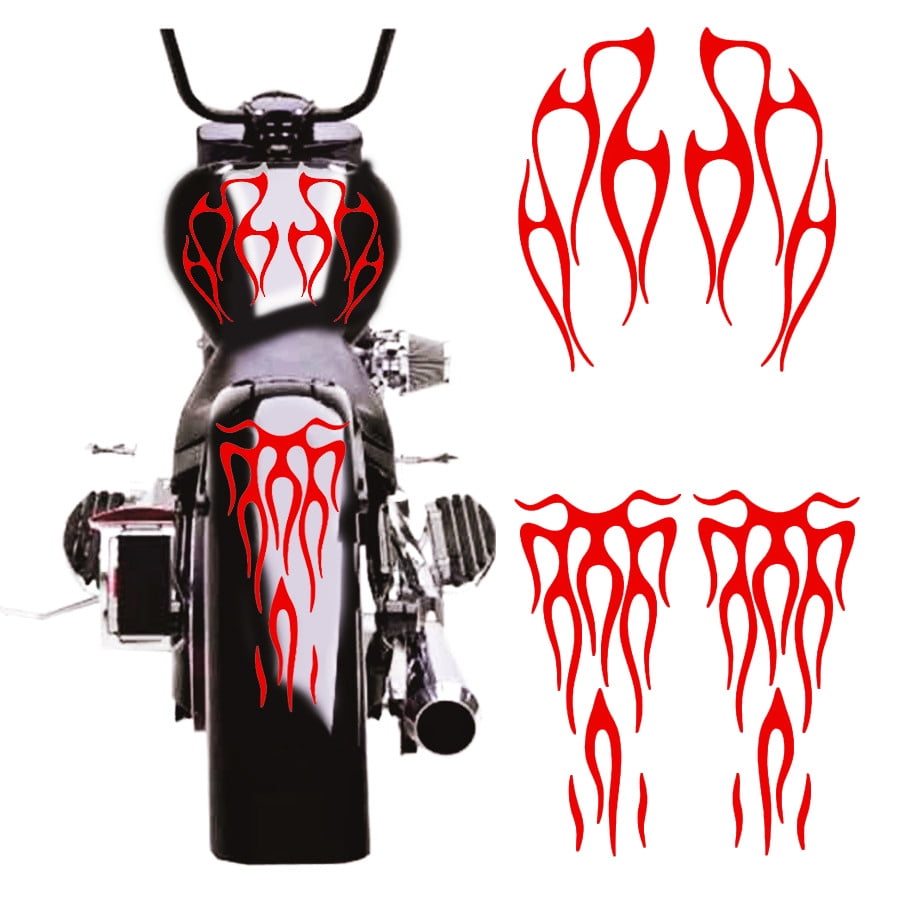 Red Flaming Flame Vinyl Decal Sticker Universal For Motorcycle Gas Tank ...