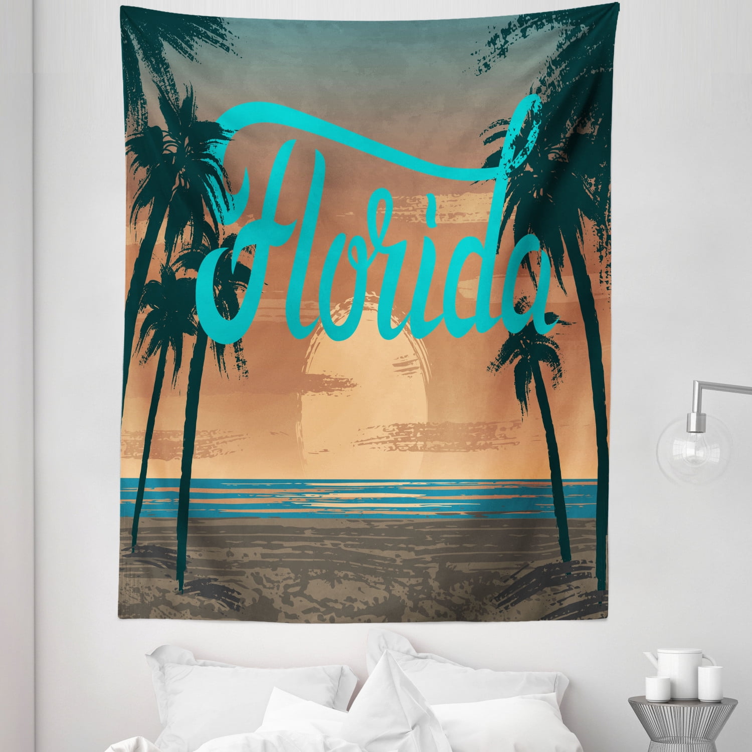 Florida Tapestry, Hand Painting Style Grungy Sunset Scenery at ...