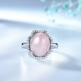 Oval Rose Quartz Statement Ring for Women Cz Sterling Silver Womens Ginger Lyne Collection ...