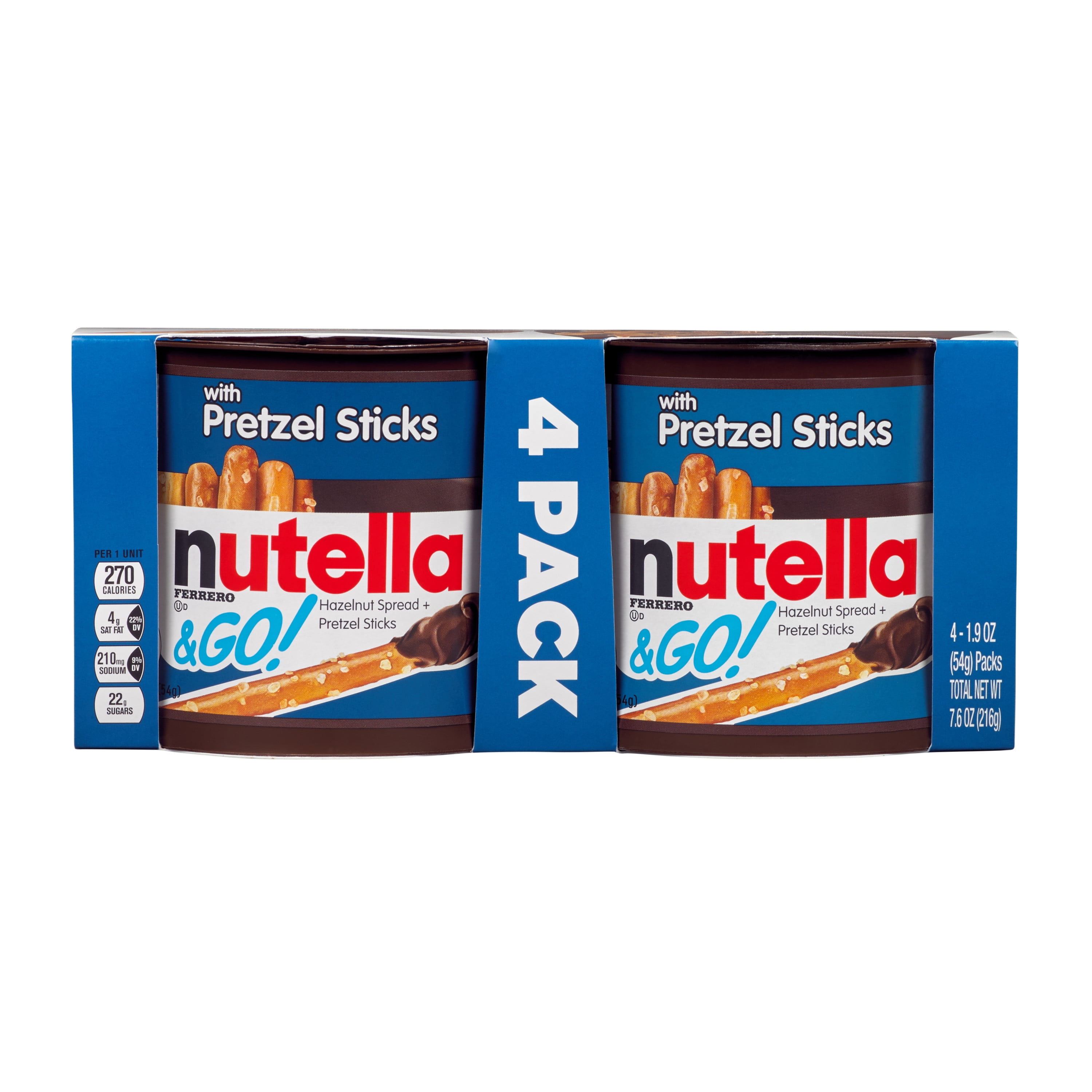 Nutella & Go! Snack Packs, Hazelnut Spread & Pretzel Sticks, 1.9 oz, 4 ...