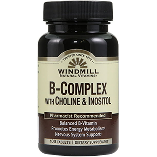 3 Pack - Windmill B-Complex Tablets With Choline and Inositol 100 ...