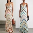 2026 New Women's Multicolor Crochet Halter Maxi Dress, V-Neck ...