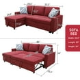 PonLiving 83" Reversible Sectional Sleeper Sofa with Storage Chaise Red ...