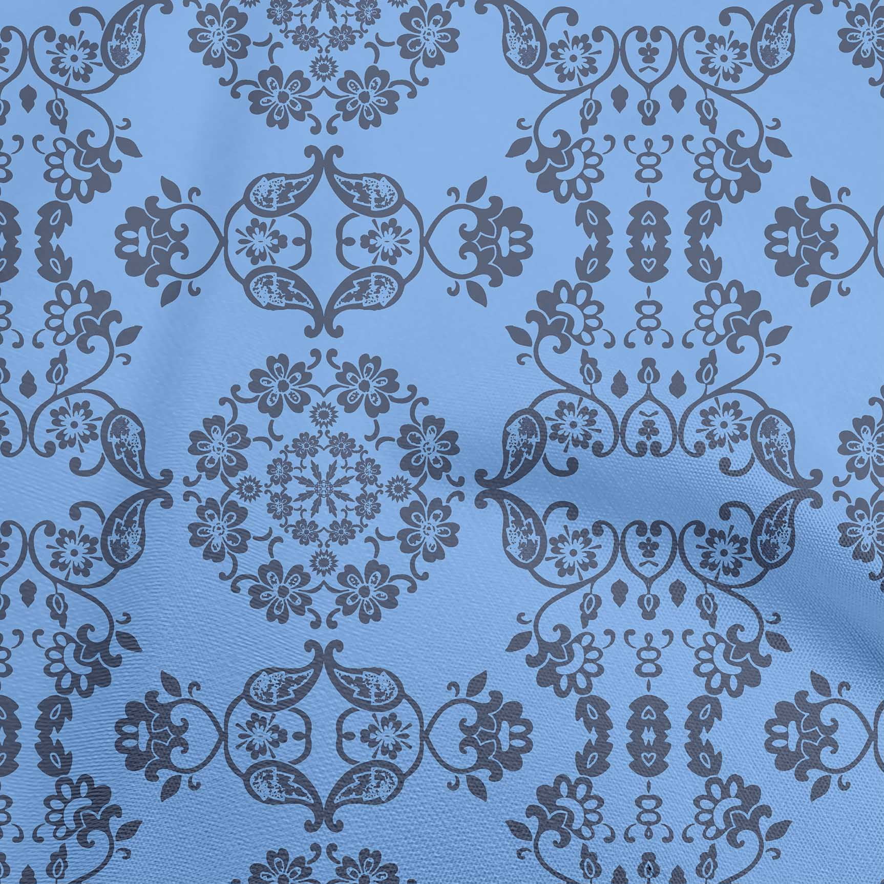 oneOone Cotton Cambric Medium Blue Fabric Asian Block Dress Material ...