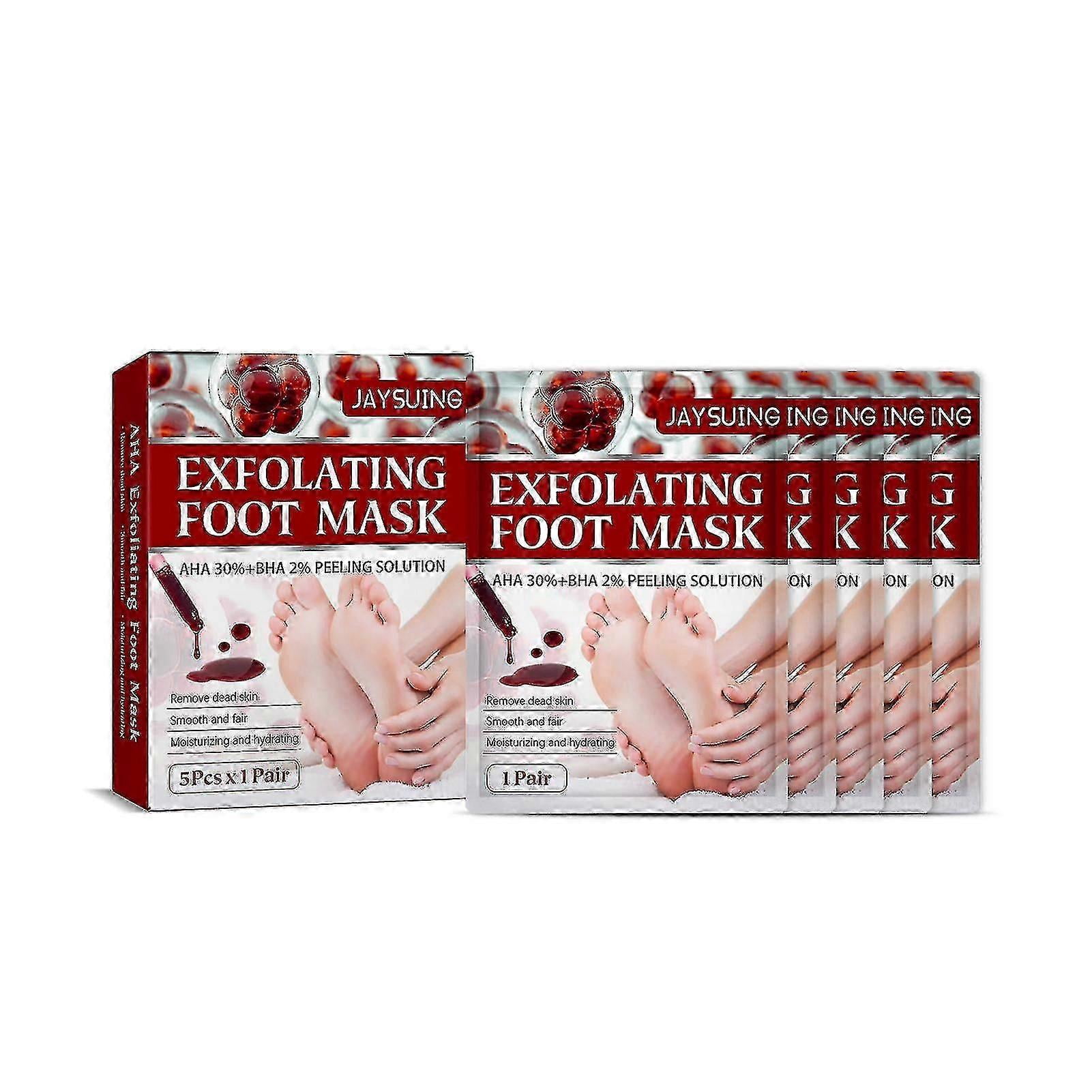 Jaysuing 5 Pairs Exfoliating Essence Foot Mask Moisturizing Hydrating ...