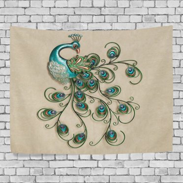 GCKG Beautiful Peacock Popular Peacock Feathers Wall Art Tapestries ...
