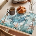 Coastal Sea Turtle Placemats Set of 2,Cotton Linen Fabric Place Mats ...