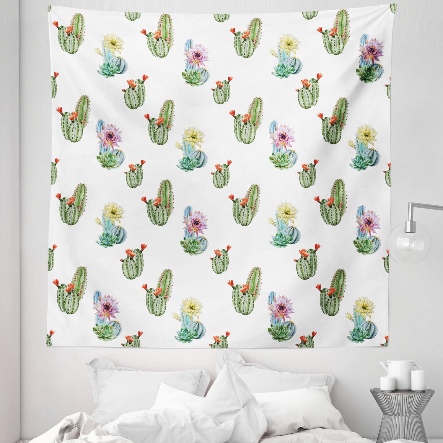 Cactus Tapestry, Thorny Vintage Hawaiian Nature Flourishing Succulents ...