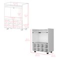 8-slot Bottle Rack & Double Glass Door Cabinet / Mobile Bar Cart for ...