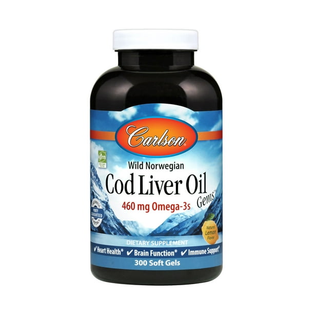 Carlson Cod Liver Oil Softgels, Wild Norwegian, Lightly Lemon, 460 Mg ...