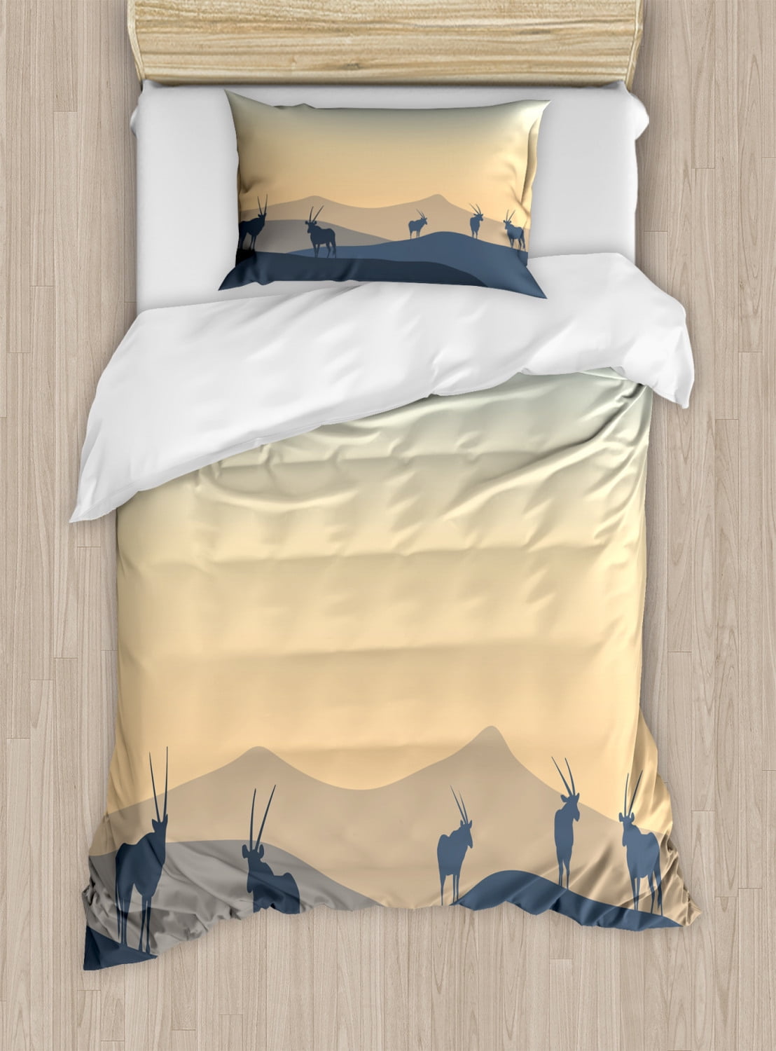 Antelope Duvet Cover Set Twin Size, Modern Nature Landscape of Animal ...