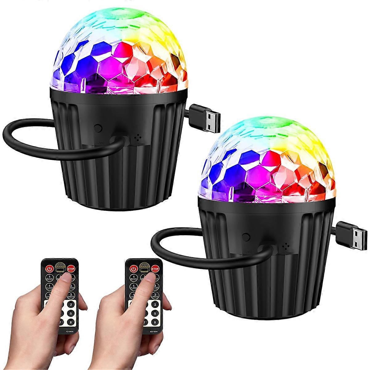 2-Pack Portable Mini Disco Ball Light for Party, RGB DJ Strobe Light ...