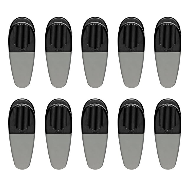 10 Magnetic Memo Holders Set - Large Clip, Plastic - Silver Black ...