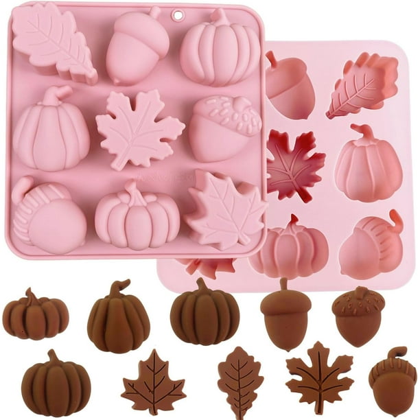 2-Piece Autumn Silicone Chocolate Molds Maple Leaf, Acorn and Pumpkin ...