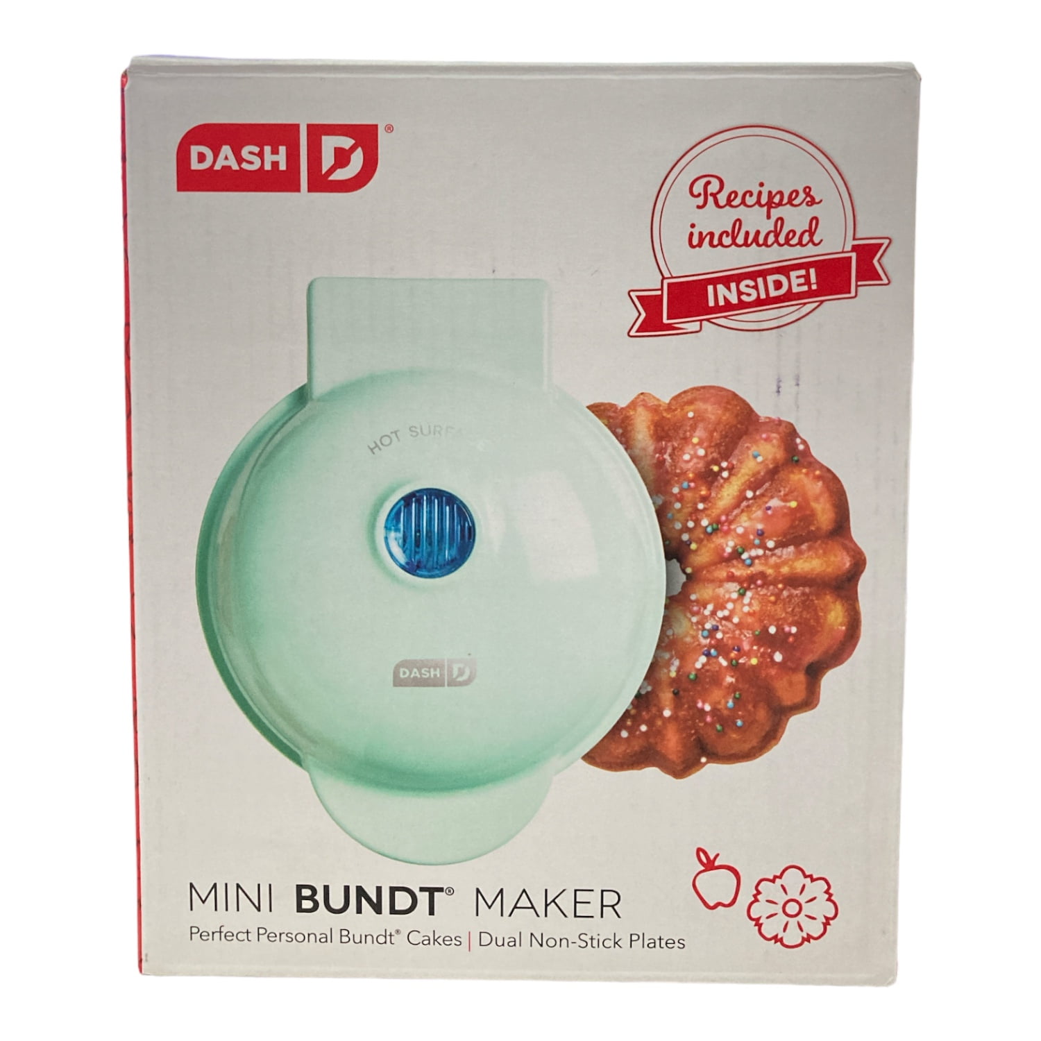 Dash Mini Bundt Cake Maker Mint Green NonStick Plates Recipes Book ...