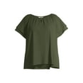 Terra And Sky Womens Plus Size Textured Ruffle Sleeve Peasant Top