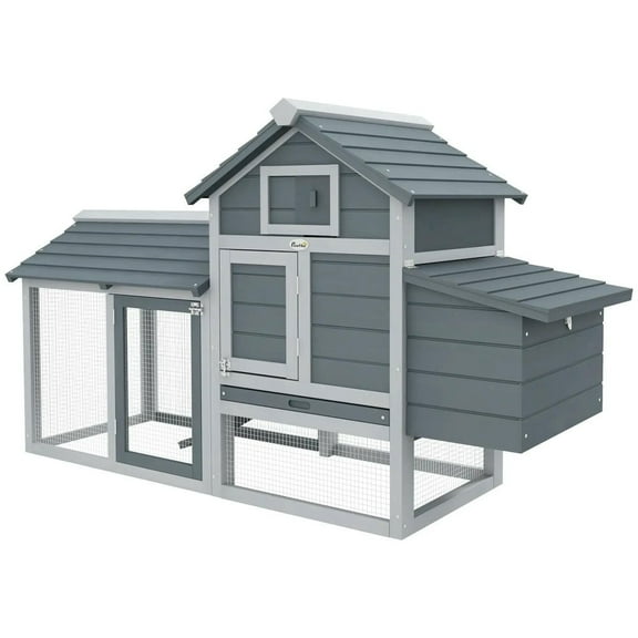 Chicken Coop Outdoor Hen House, Wooden Poultry Cage with Run and ...