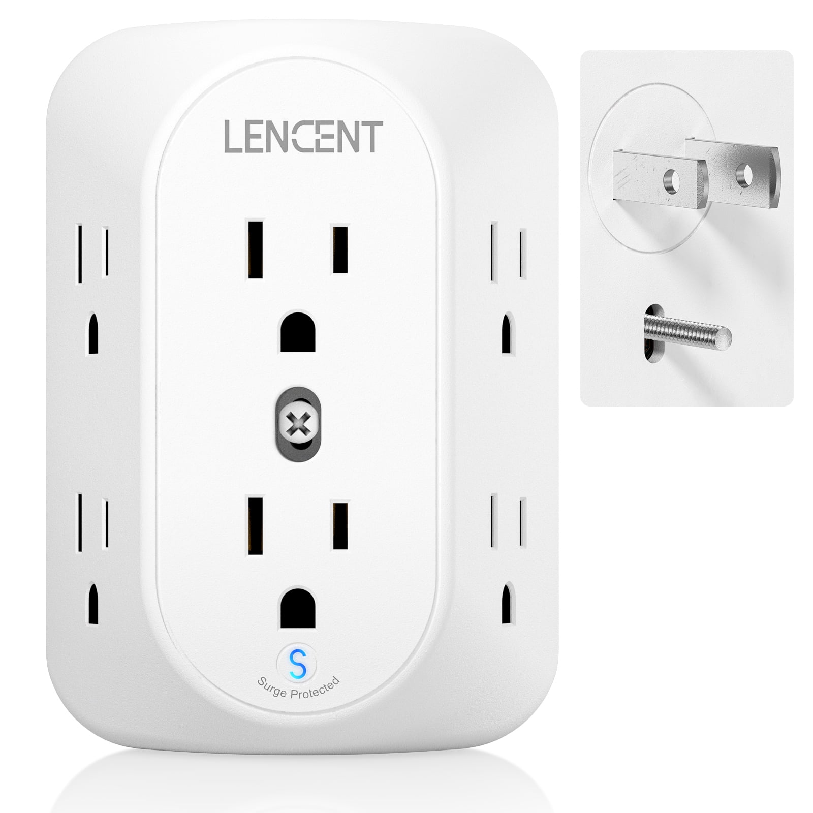 LENCENT 2 Prong Power Strip 3 To 2 Prong Grounding Outlet Adapter