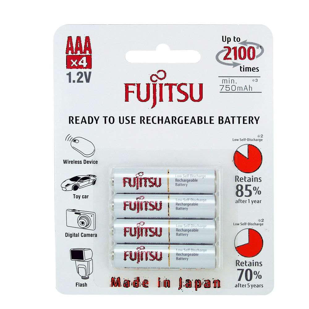 4 Fujitsu HR4UTC AAA Ready-to-Use 2,100 Times Rechargeable Batteries ...