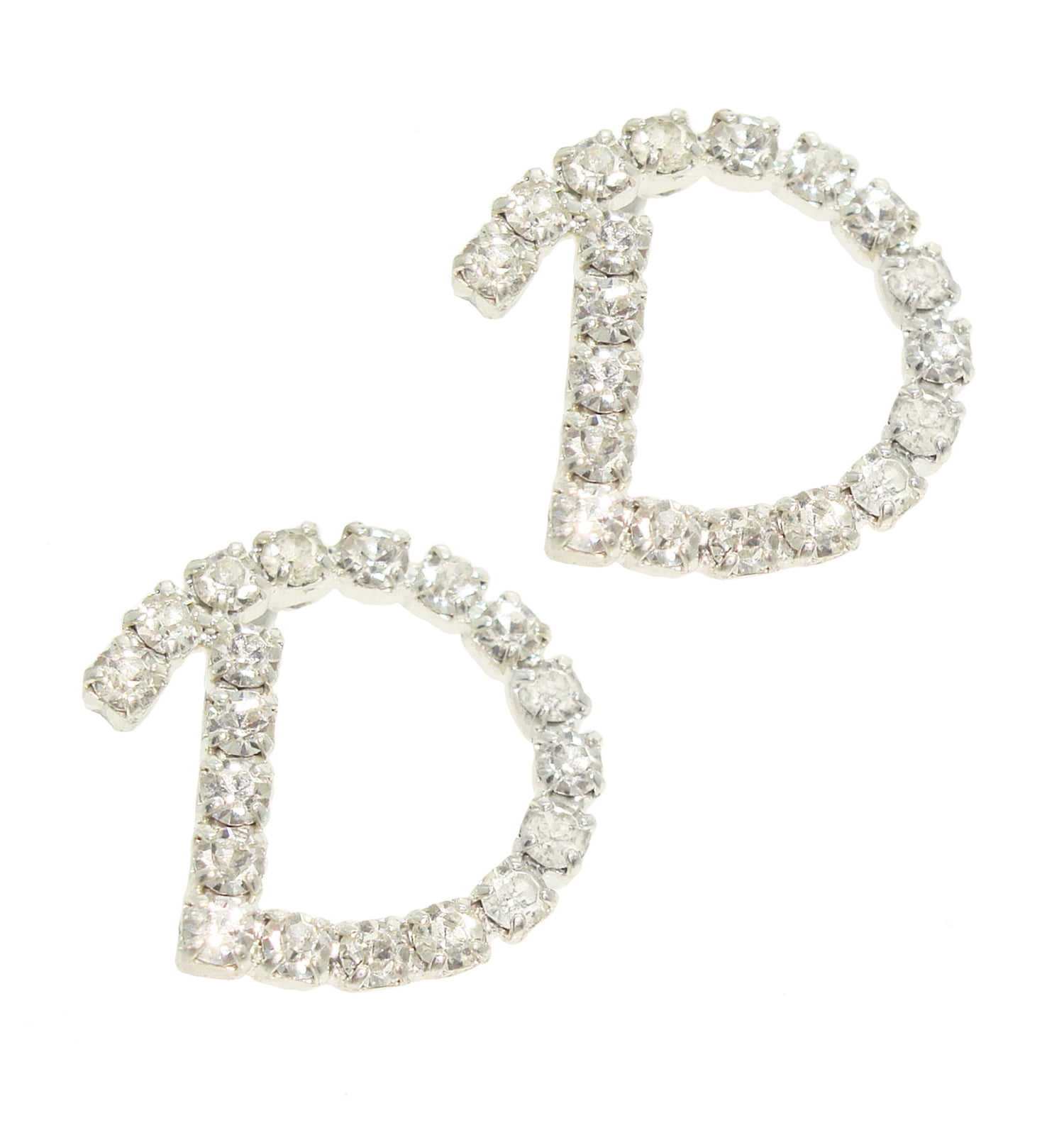 Letter "D" Crystal Rhinestone Pierced Initial Earrings 3/4" Ladies ...