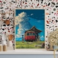 Affixzi Retro Japanese Train Station Wall Art, Nostalgic Coastal Scene ...