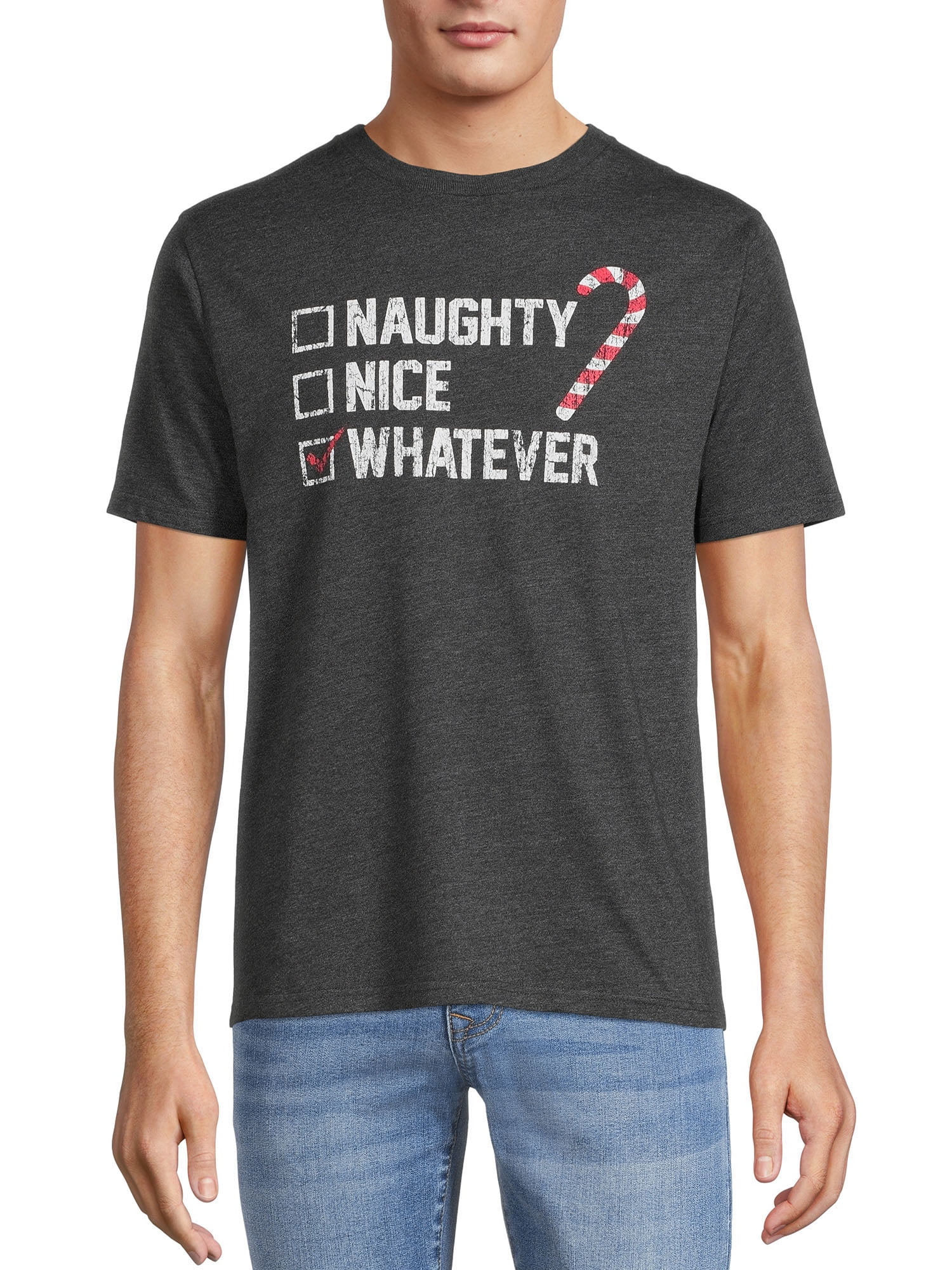 Holiday Time Men's Naughty Nice Whatever Graphic Tee - Walmart.com