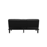 Mainstays Memory Foam Futon with Cupholder and USB, Black Faux Leather ...