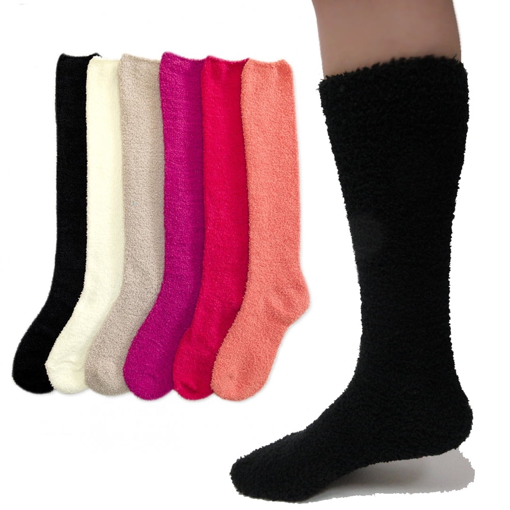 Alltopbargains 12 Pairs Fuzzy Socks Women Girl Long Knee High Cozy