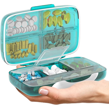 HEIBIN Pill Organizer Airtight Pill Box Large Pill Dispenser Home ...