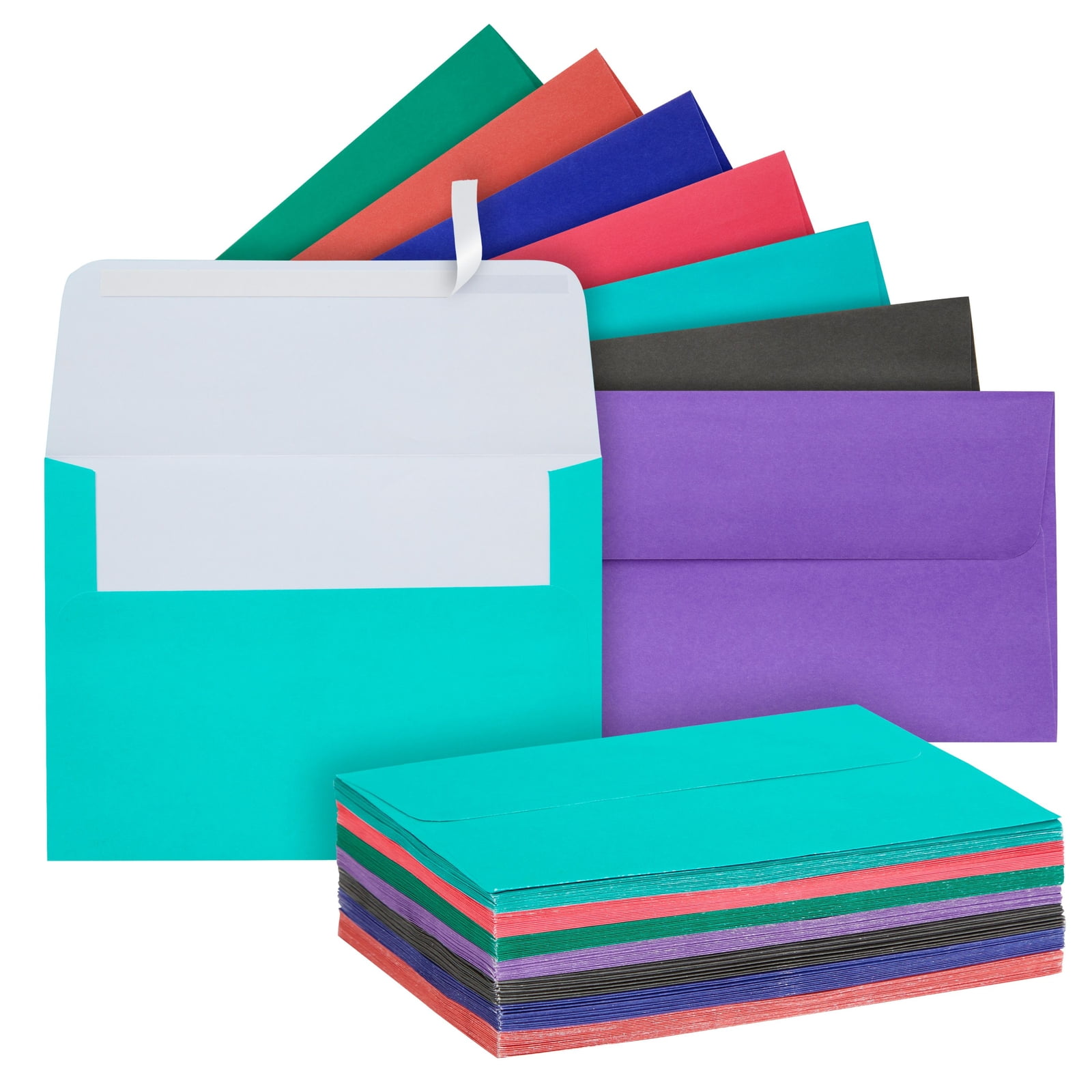 100 Pack Colored 5x7 Mailing Envelopes, A7 Size for Invitations ...