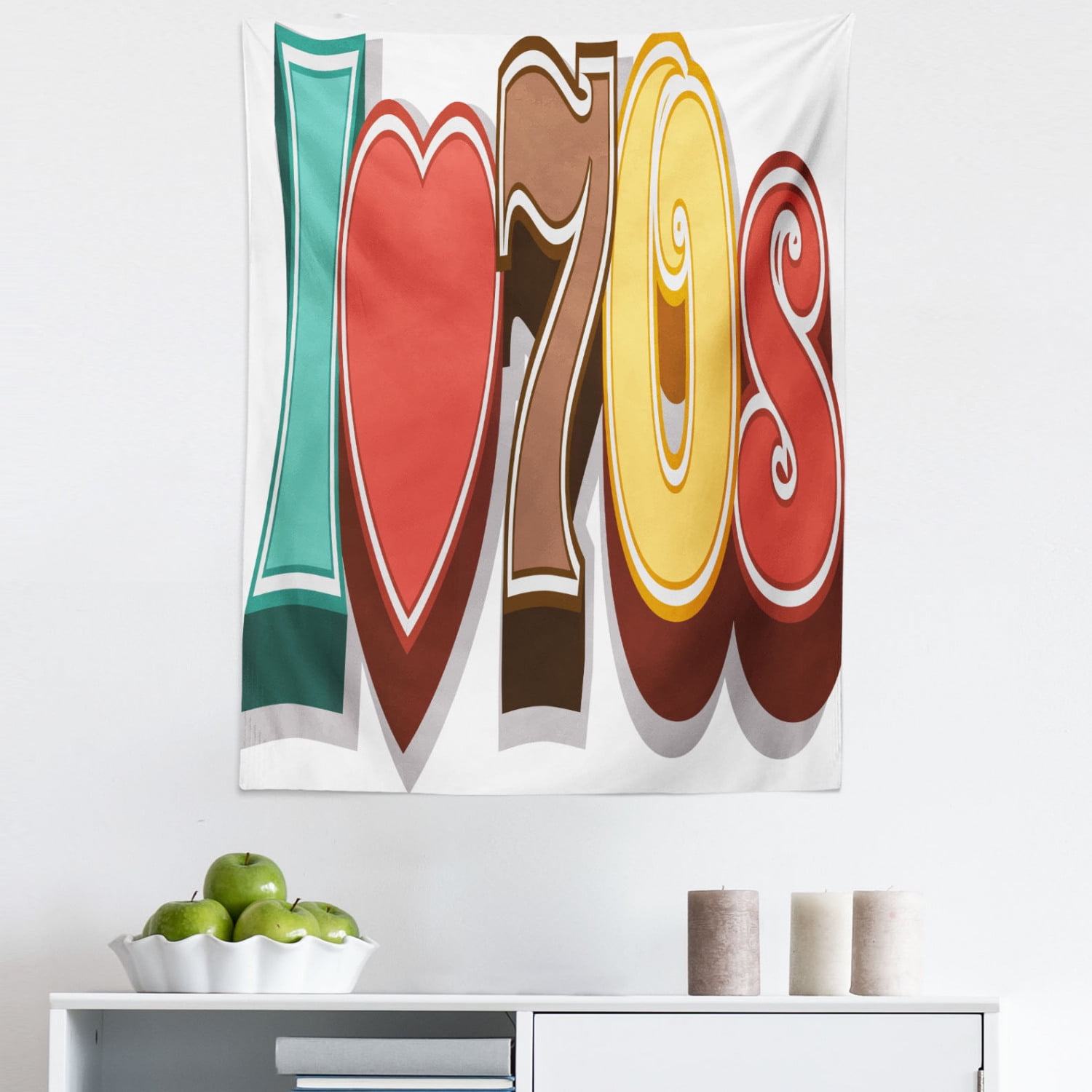 Vintage Tapestry, I Love Seventies Theme Pastel Colored Dreamlike ...