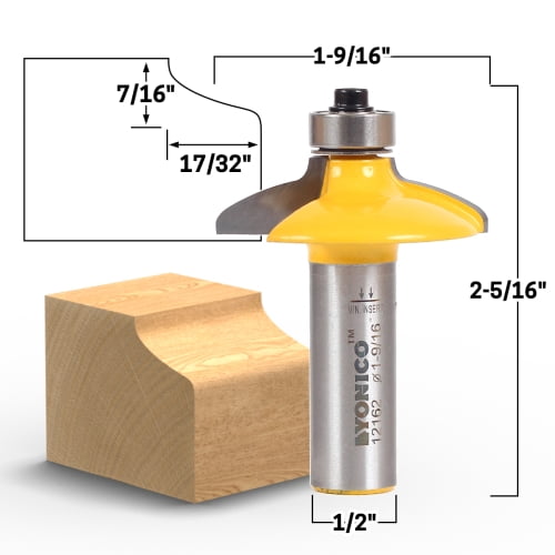 Yonico Drawer & Cabinet Door Front Edging Med. Ogee Router Bit-1/2 ...