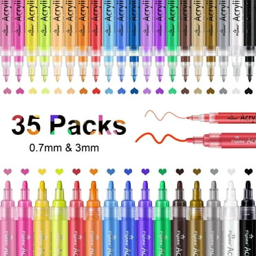 ArtShip Design 35 Premium Acrylic Paint Pens, Dual Tip Set for Rock ...