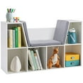 HOMCOM Kids Bookshelf with Cushioned Seating, Children's Playroom ...
