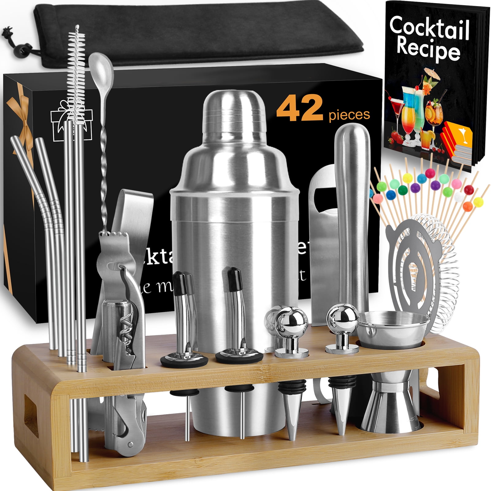 Lanney Bartender Kit, 42 Pcs Mixology Bartending Set Bar Tools with ...